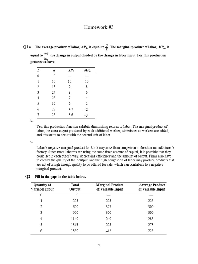 Economics Homework Analysis | PDF | Production Function | Labour Economics