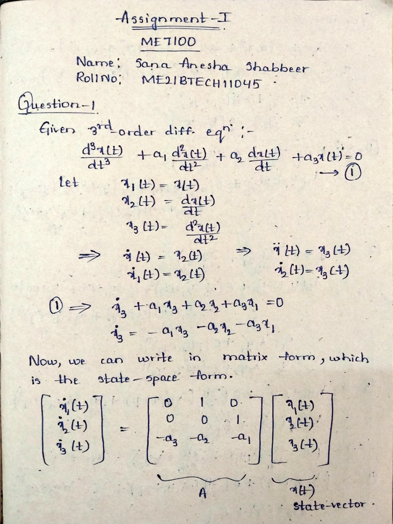 ME21BTECH11045 ME7100 Assign1 | PDF | Linear Algebra | Algebra