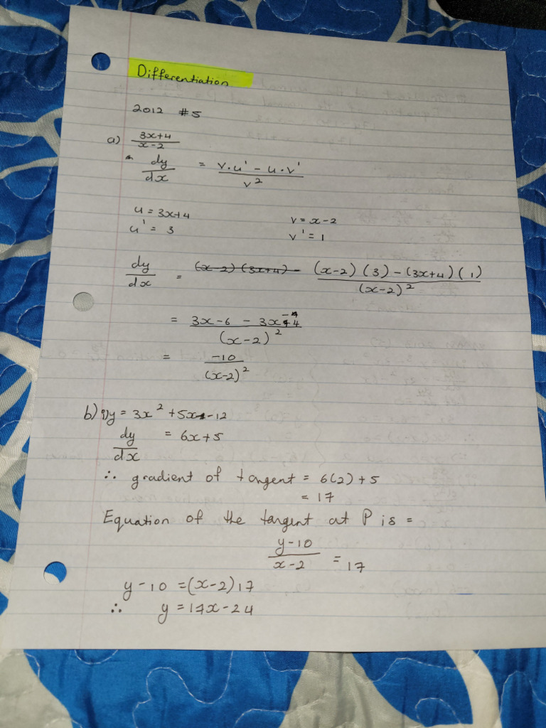 Quotient Rule Differentiation | PDF