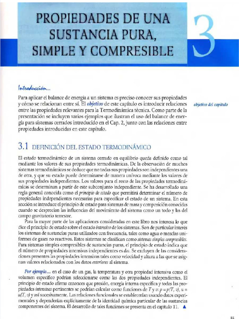 PDF Capitulo Propiedades de Una Sustancia Pura Simple y Compresible ...
