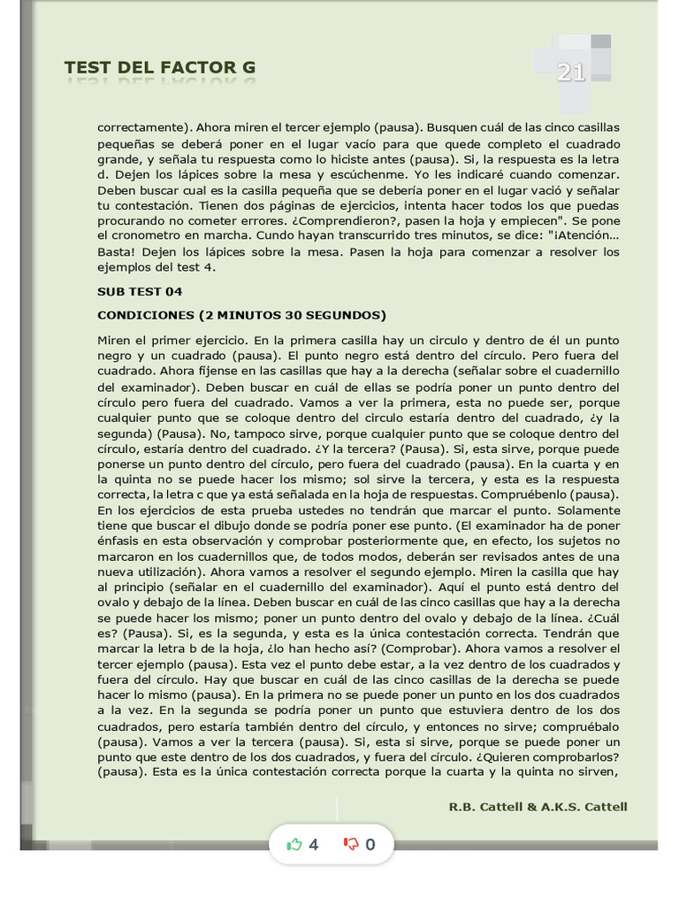 Manual Cattell Factor G Escala 1 y 2 Corregido | PDF