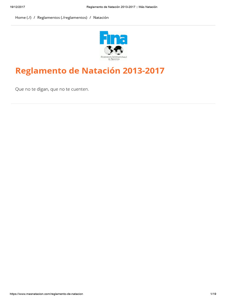Reglamento de Natación 2013-2017 | PDF | Deportes y actividades al aire ...