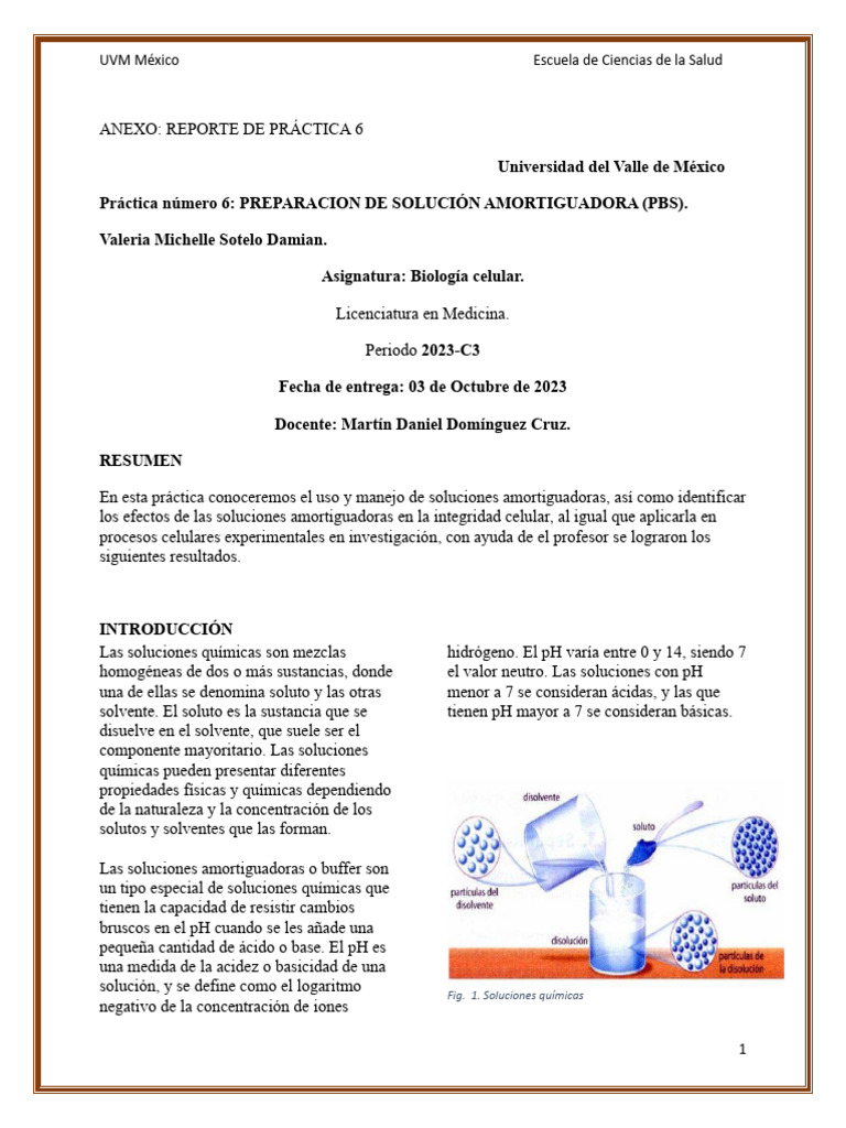 Reporte de Práctica 4 Biología Celular | PDF | Ph | Concentración