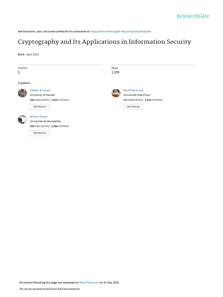 Cryptography and Its Applications in Information Security | PDF | Public Key Cryptography ...