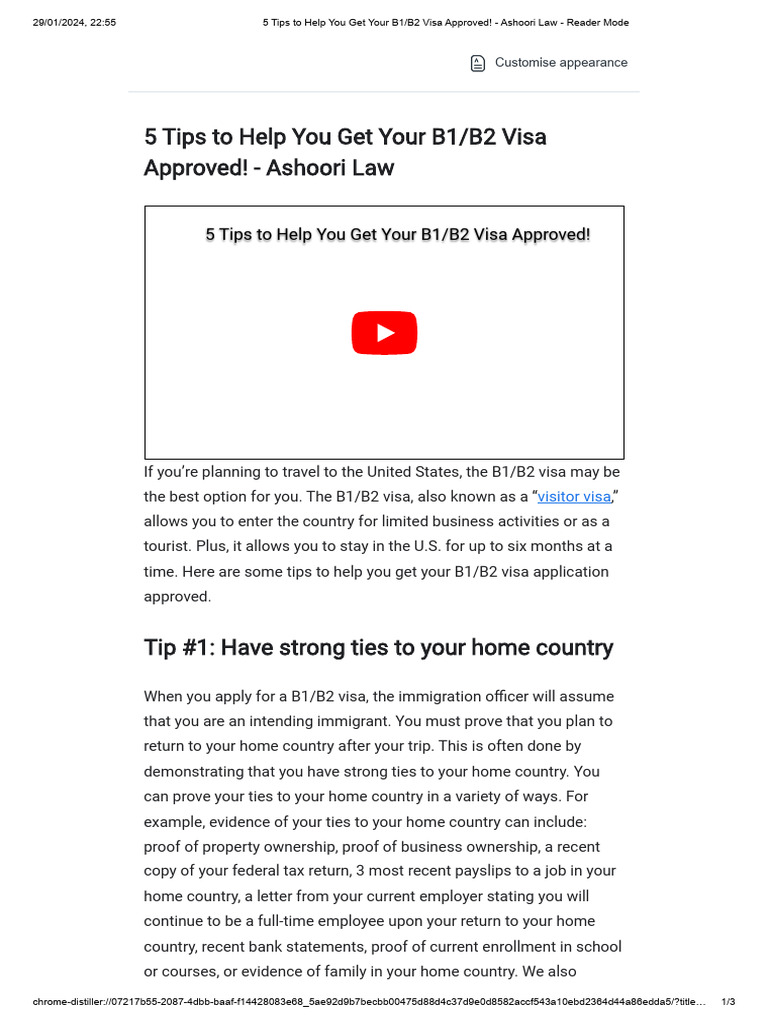 5 Tips To Help You Get Your B1 - B2 Visa Approved! - Ashoori Law - Reader Mode | Download Free ...
