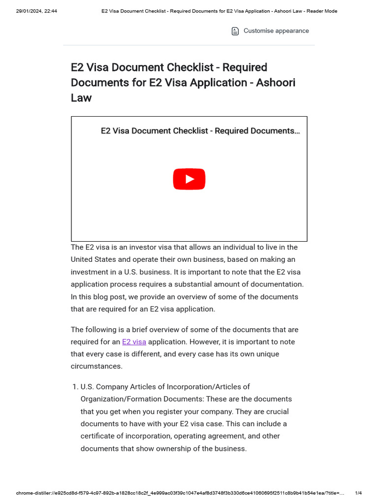 E2 Visa Document Checklist - Required Documents For E2 Visa Application ...