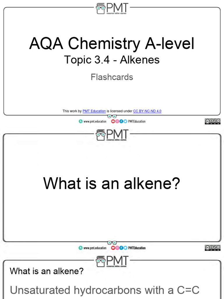 Flashcards Topic 3 4 Alkenes Aqa Chemistry A Level Pdf Alkene