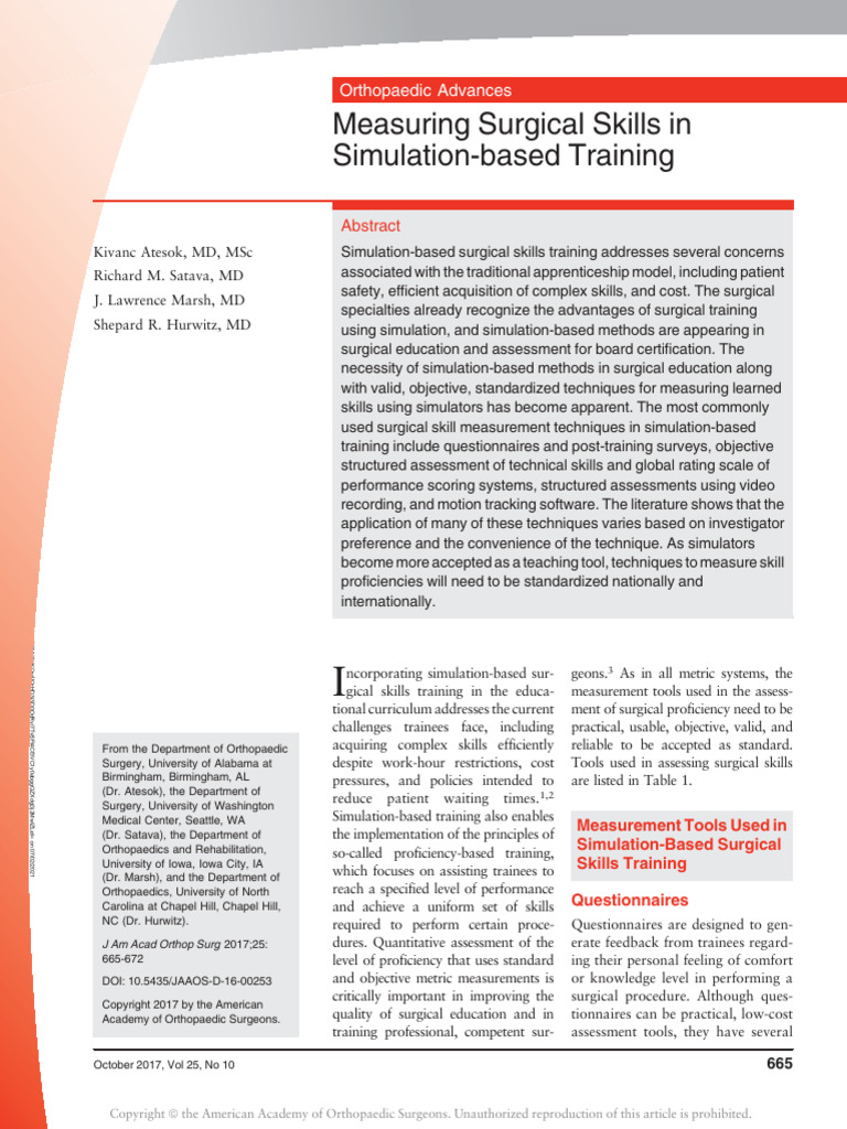 Measuring - Surgical - Skills - in - Simulation - Based Training | PDF ...