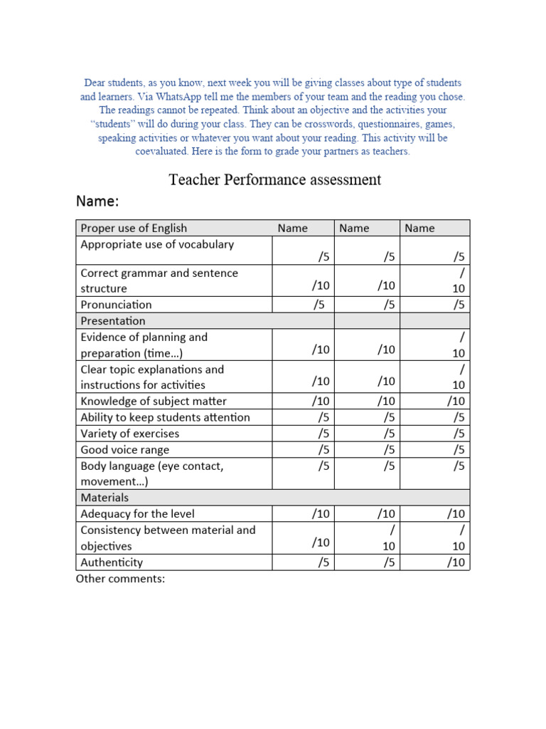 Microteaching Evaluation Form | PDF