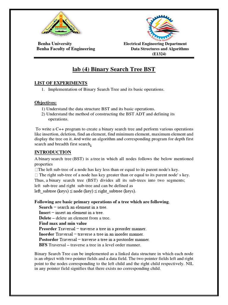 Lab4 BST | PDF | Computer Programming | Algorithms And Data Structures Lab4 BST | PDF | Computer Programming | Algorithms And Data Structures