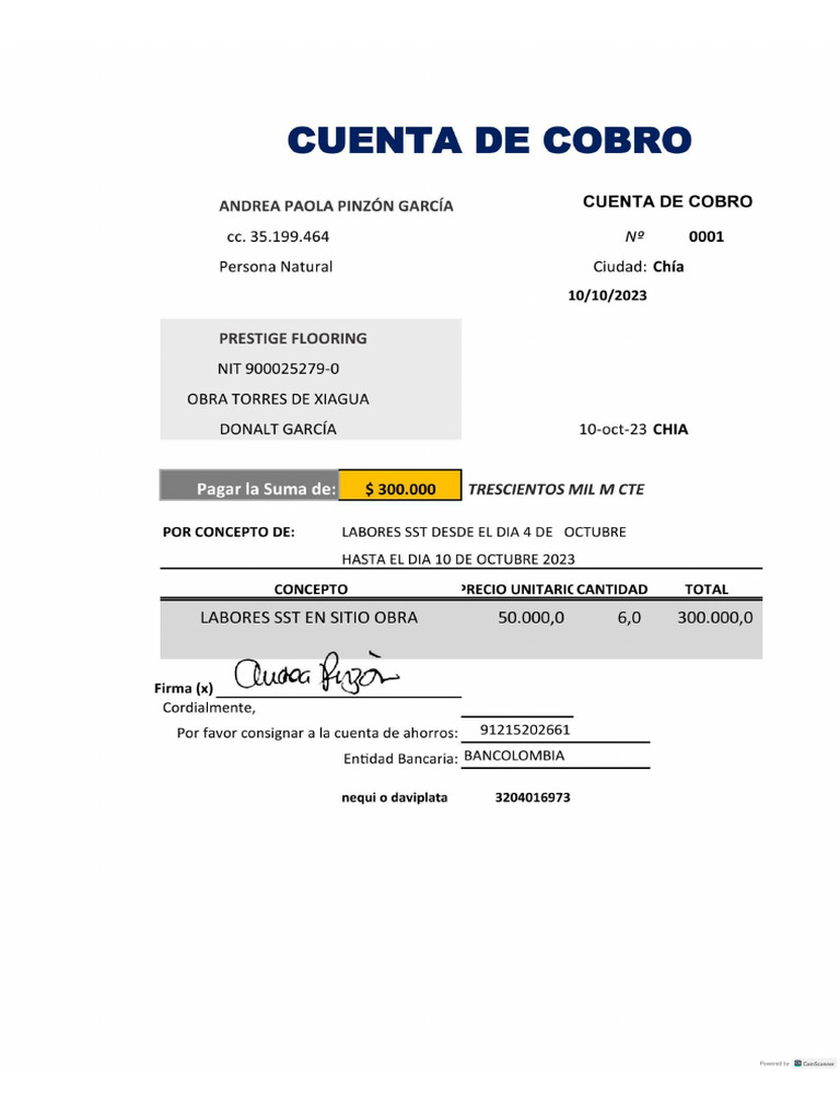 Cuenta de Cobro 2 | PDF