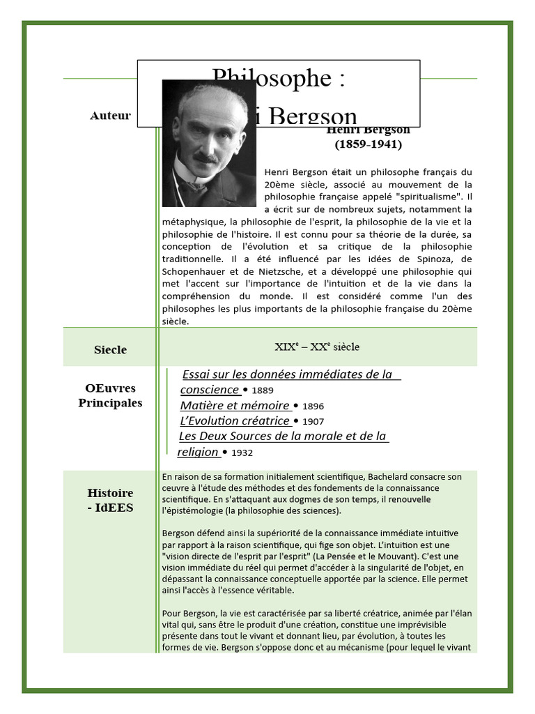 6-Fiche Philosphe-Bergson | PDF