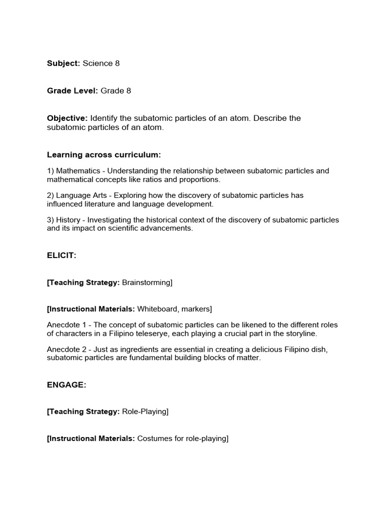 Lesson Plan | PDF | Atoms | Electron