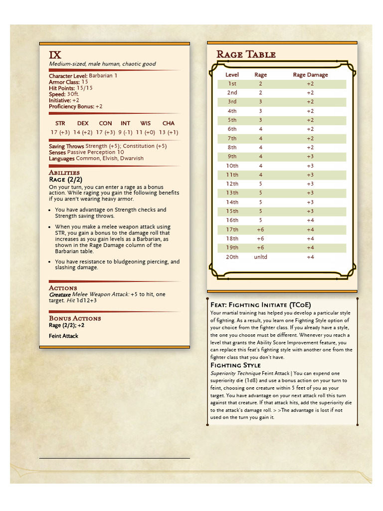 Barbarian. Stat | PDF