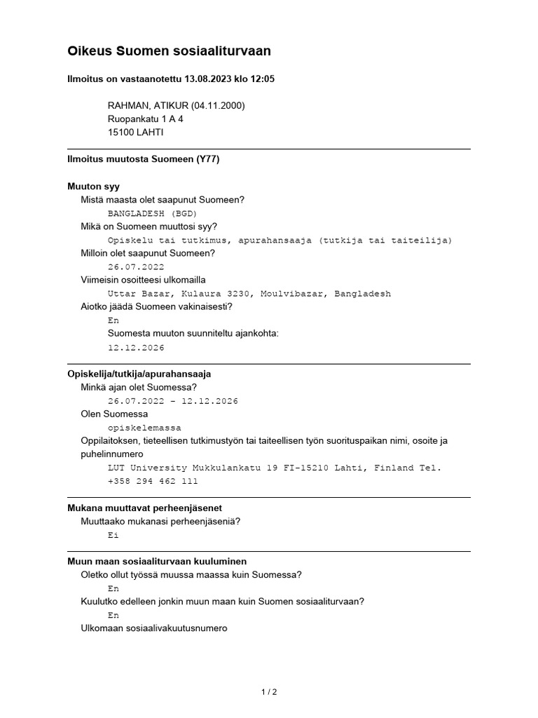 Kela Asiakirja | PDF