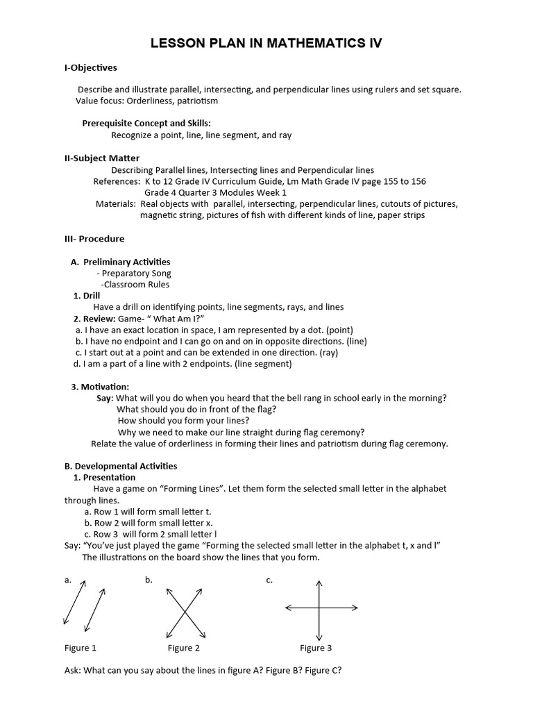 Lesson Plan - Math 4-Q3-Week 1-Demo | PDF | Perpendicular | Rectangle