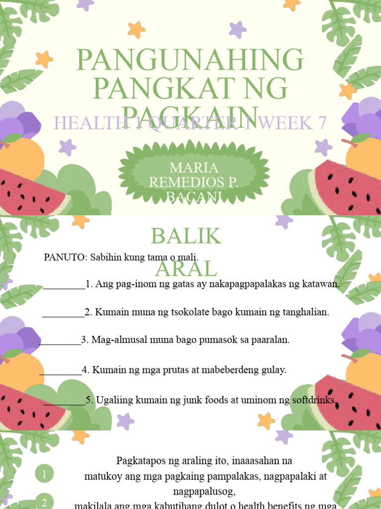 Pangunahing Pangkat NG Mga Pagkain | PDF