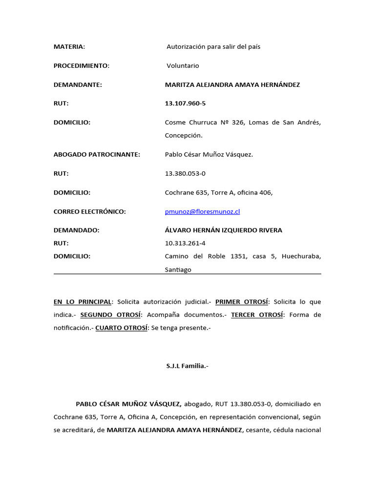 Autorización para Salir Del Pais | PDF | Instituciones sociales | Gobierno Autorización para Salir Del Pais | PDF | Instituciones sociales | Gobierno