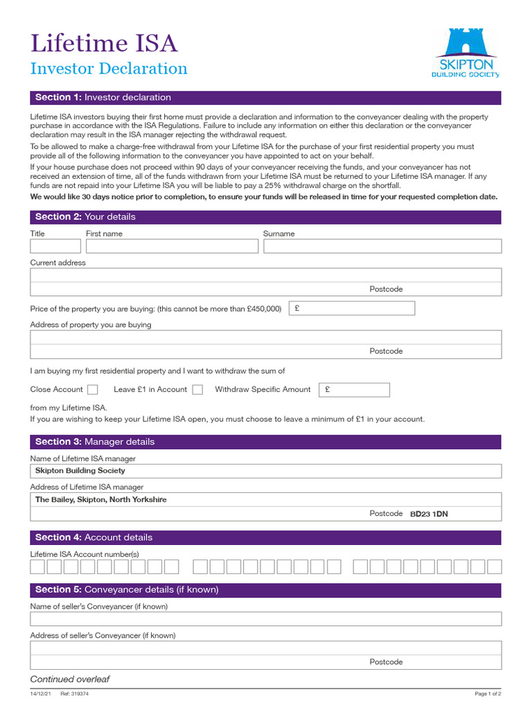 LISAInvestor Declaration | PDF | Conveyancing | Mortgage Loan