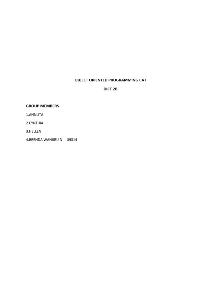 Oop Assignment | Download Free PDF | Class (Computer Programming) | Object Oriented Programming