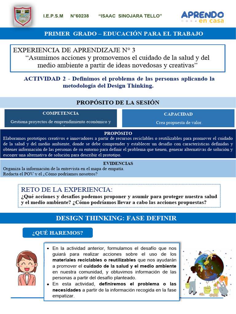 III EXPERIENCIA DE APRENDIZAJE - ACT 2 - 1 y 2 GRADO | Descargar gratis PDF | El pensamiento de ...