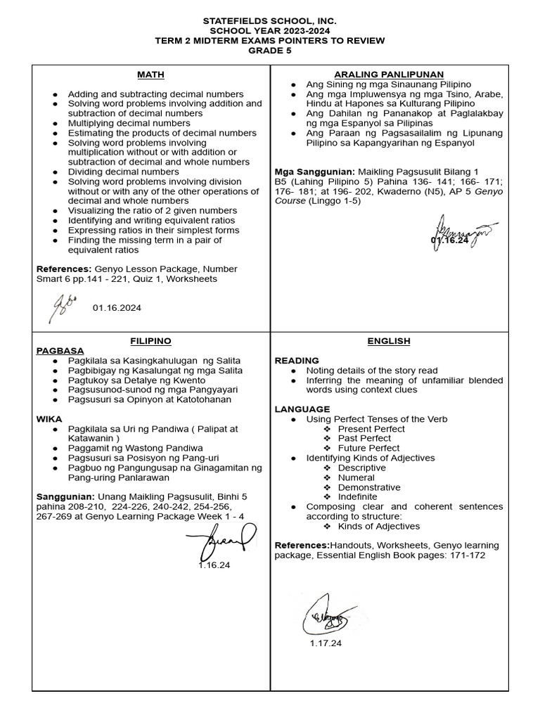 Grade 5 Midterm Pointers Term 2 | PDF | Plant Reproduction | Plants