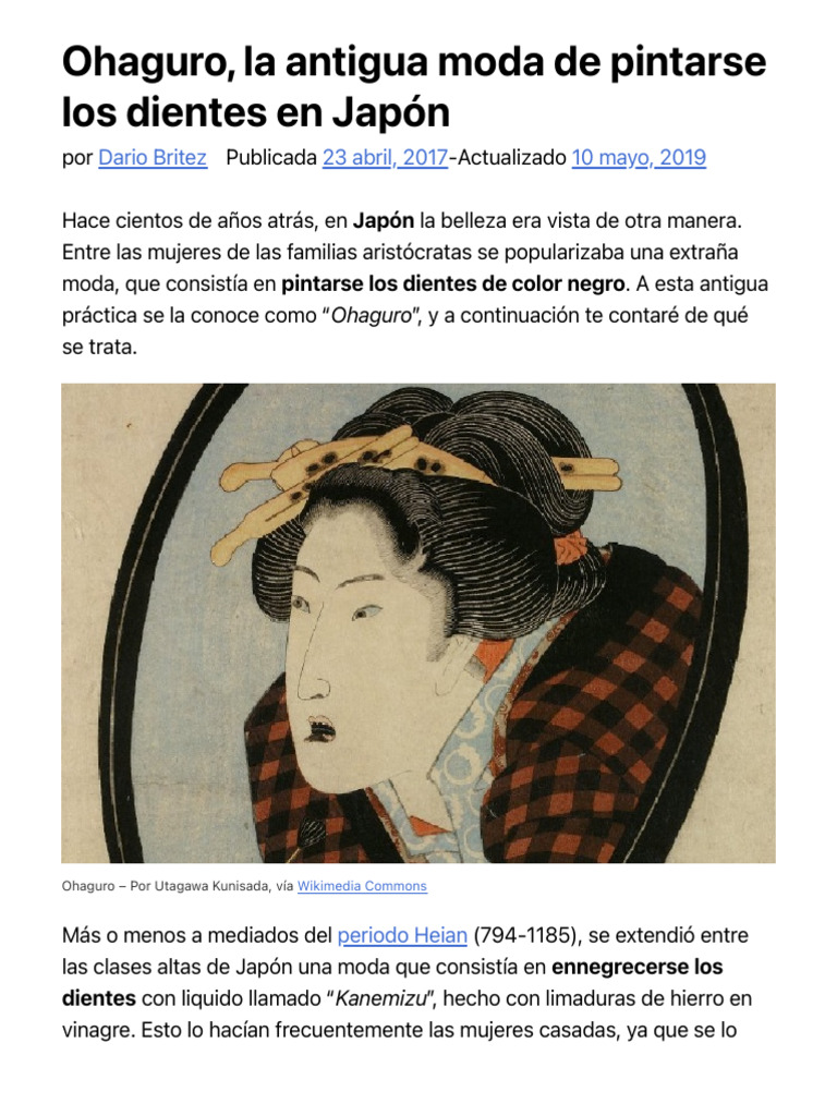 Ohaguro, La Antigua Moda de Pintarse Los Dientes en Japón - Mirando ...