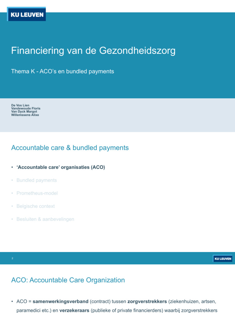 K. ACO's Bundled Payments | PDF