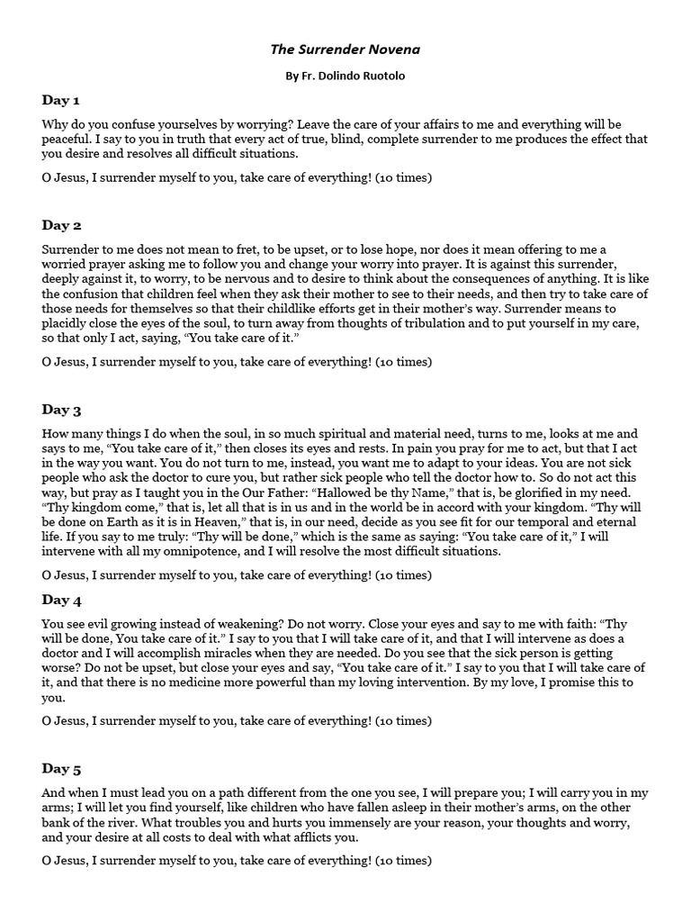 The Surrender Novena | Download Free PDF | Lord's Prayer | Jesus