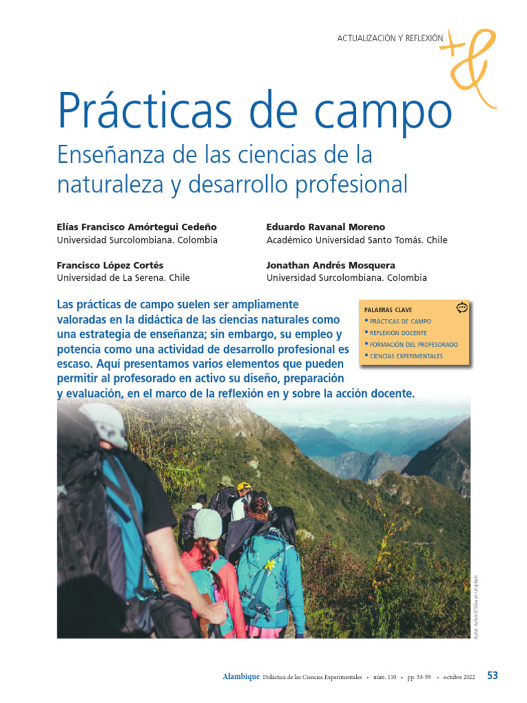 Prácticas de Campo, Enseñanza de Las Ciencias de La Naturaleza y ...