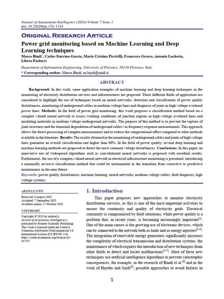 Power Grid Monitoring Based On Machine Learning An | PDF | Machine Learning | Artificial Neural ...