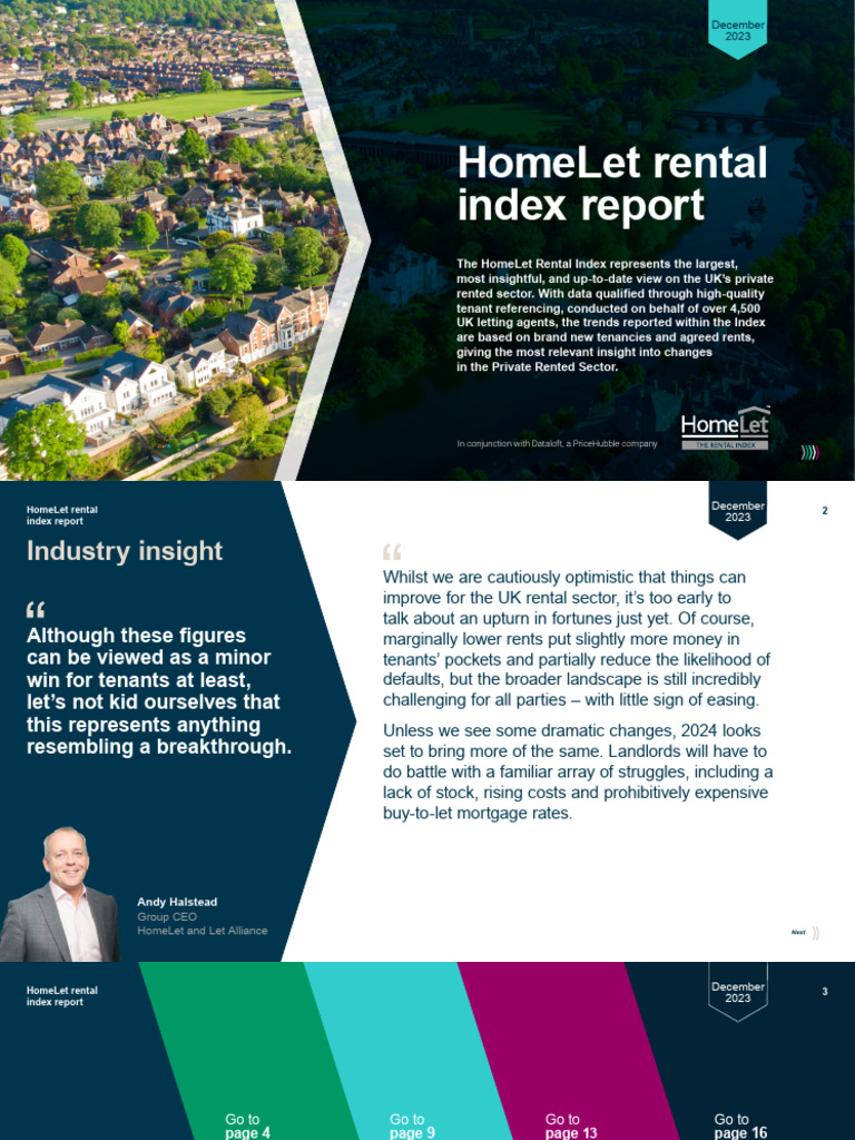 December 2023 HomeLet Rental Index Report | PDF | Renting | Economies