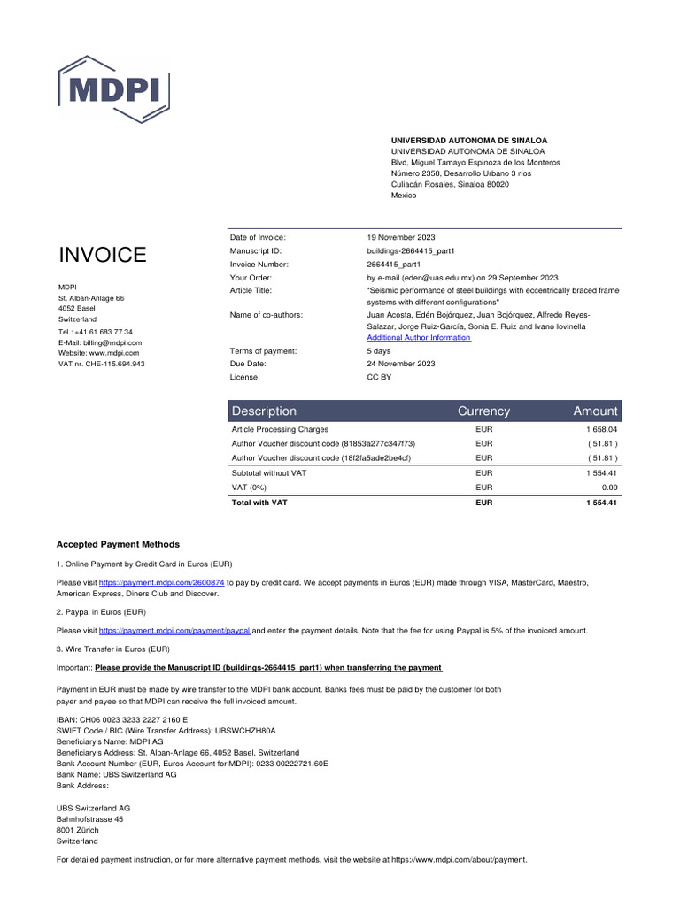 Invoice - MDPI - Buildings-2664415 - Part1 - 1554.41EUR - 2023-11 ...