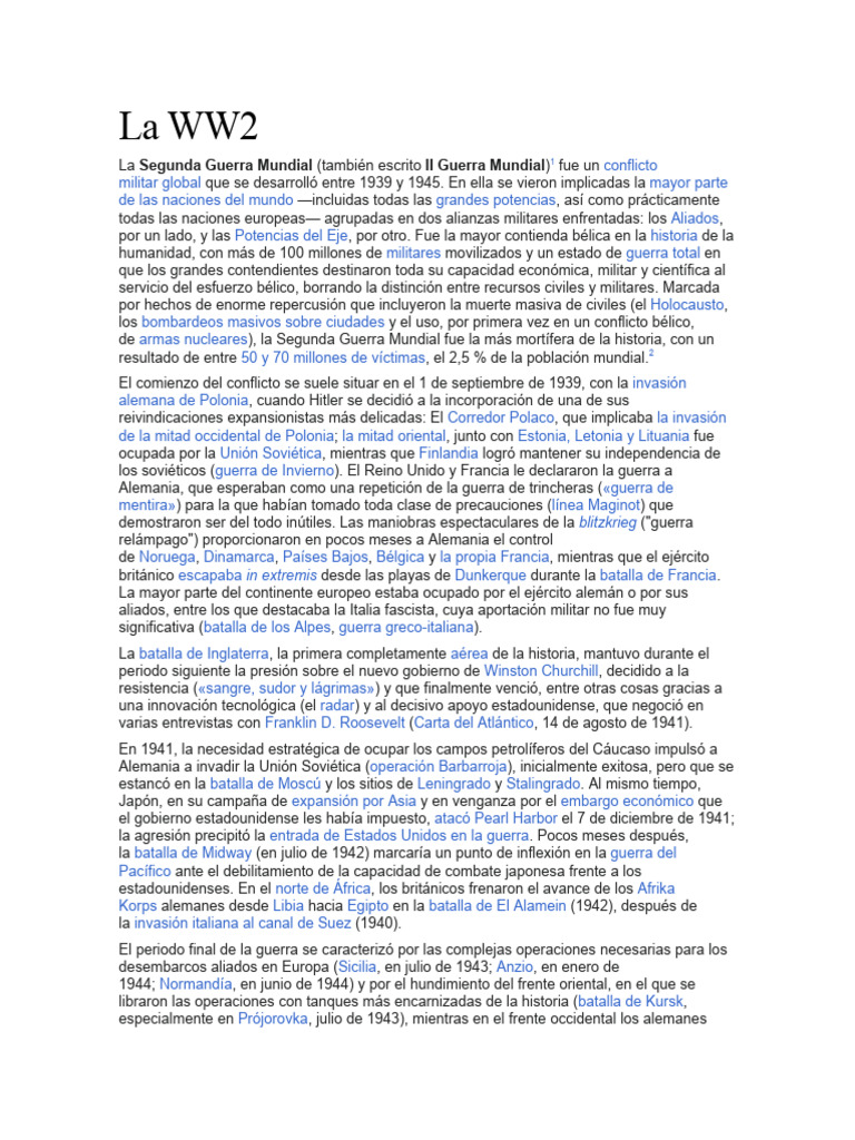 La WW2 | PDF | Segunda Guerra Mundial | Aliados de la Segunda Guerra ...