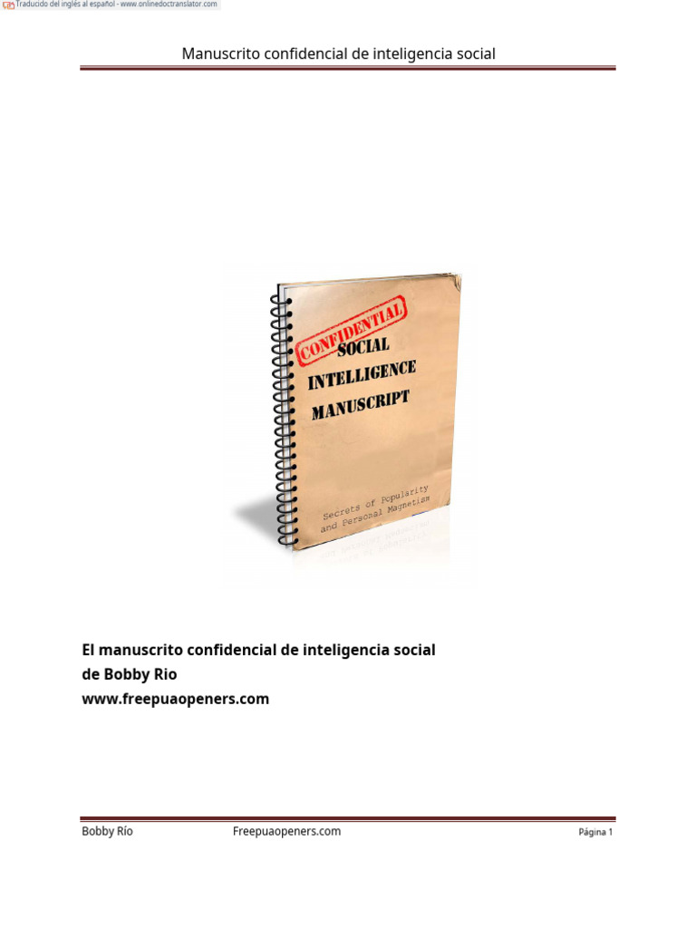 Español Confidential Social Intelligence Manuscript PR - .En - Es | PDF | Carisma | Comunicación