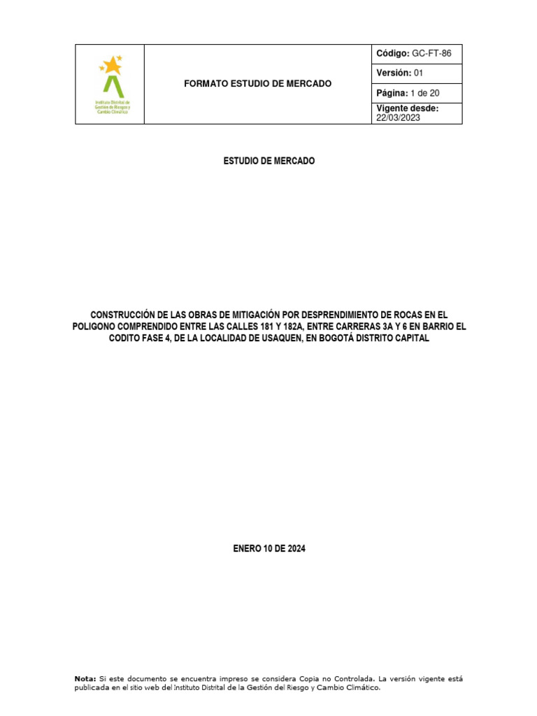 Obras de Mitigación en El Codito | PDF | Riesgo | Bogotá