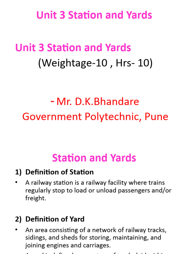 Unit 3 Station and Yards | PDF | Train Station | Train