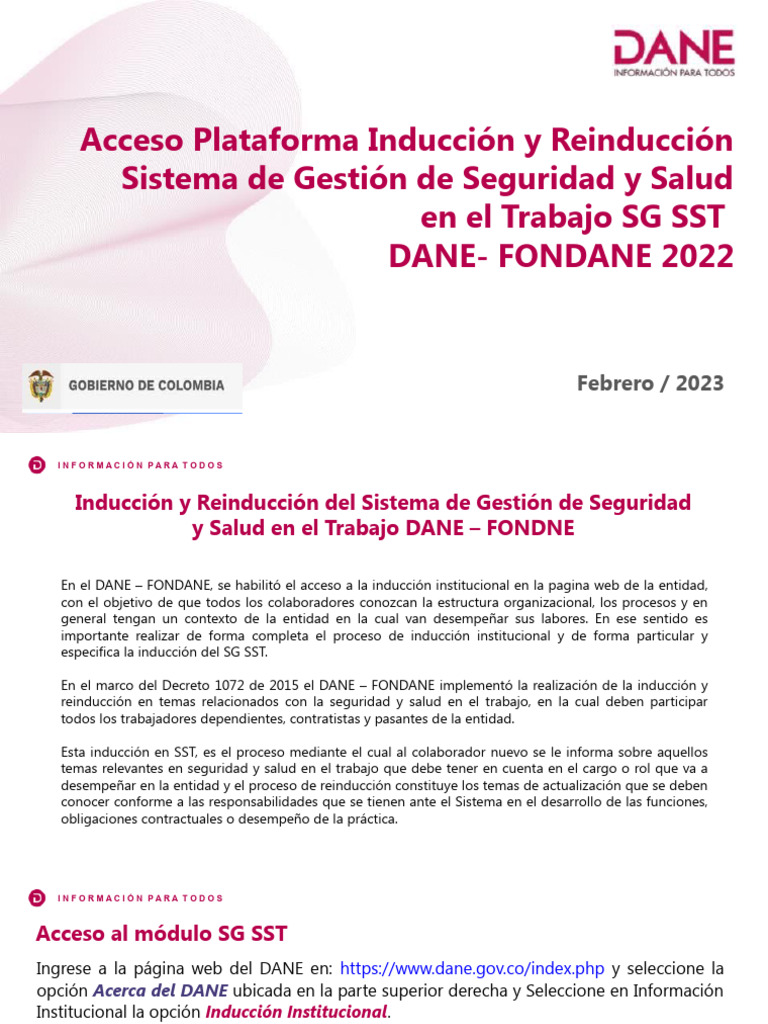 Acceso Inducción y Reinducción SG SST 2023 | PDF