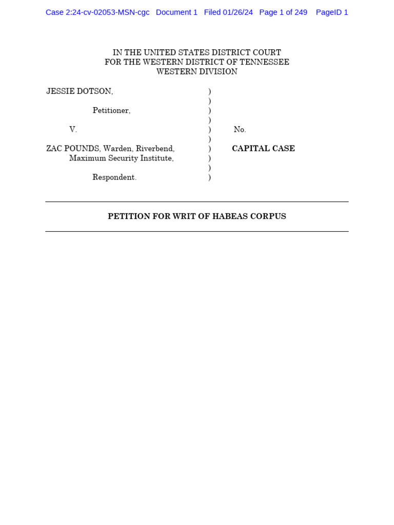 Jessie Dotson Petition | PDF | Eighth Amendment To The United States ...