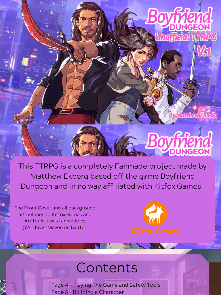 Boyfriend Dungeon TTRPG Guide | PDF | Fear