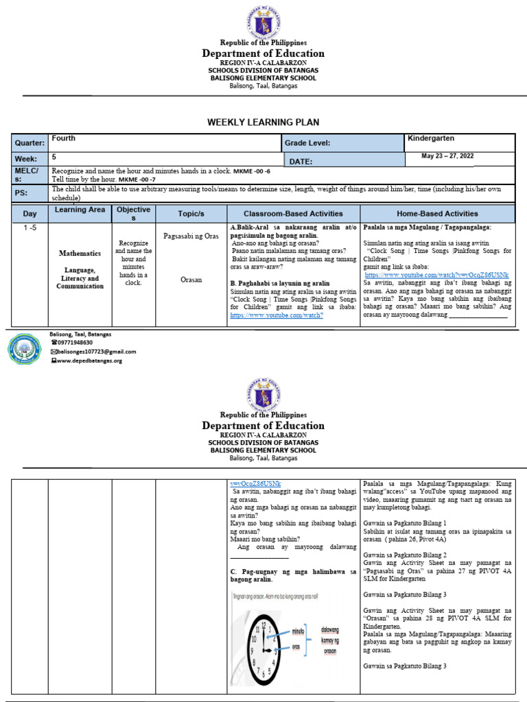 Kinder Q4 Week 5 | PDF