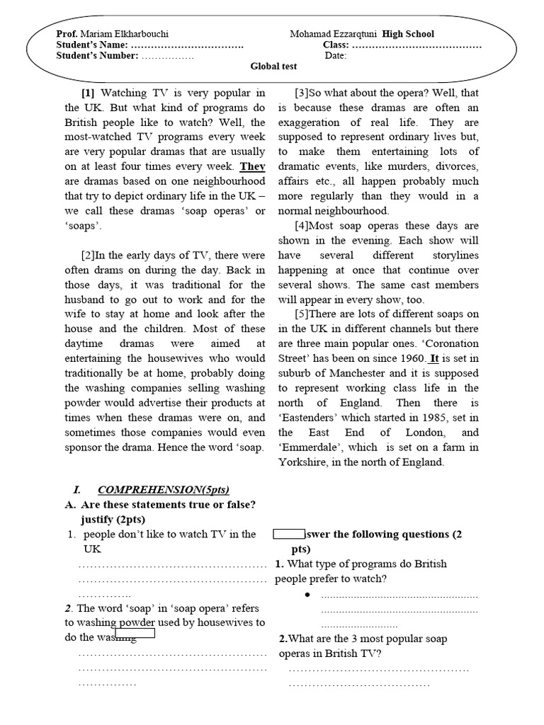 1st Bac Gloabal Test 1st Baca Docx Version 1 Pdf