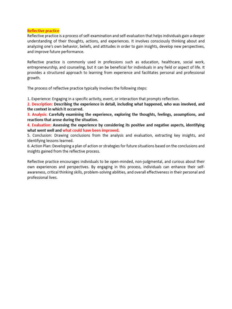 Reading Examples Reflective Practice | PDF | Reflective Practice ...