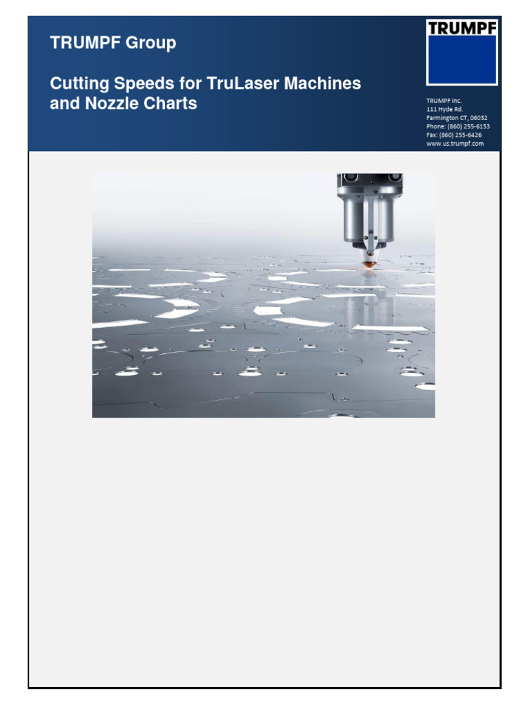 Trumpf Laser Cut Speeds and Nozzle Chart | PDF | Mechanical Engineering ...