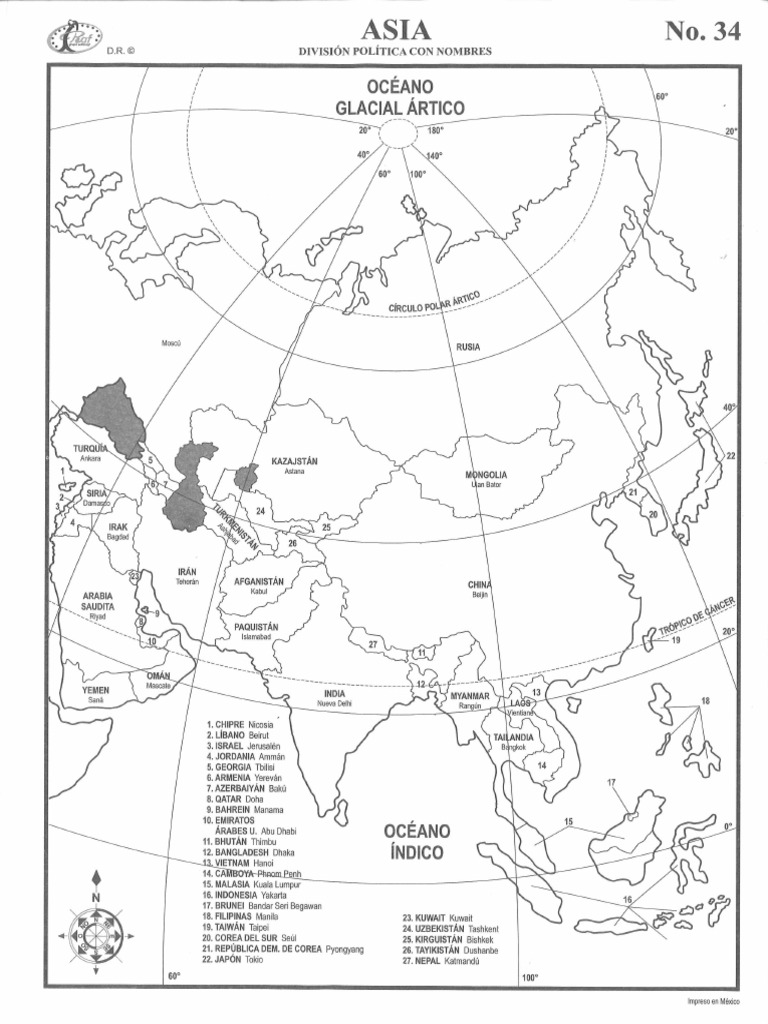 Mapa de Asia Con División Política y Nombres | PDF