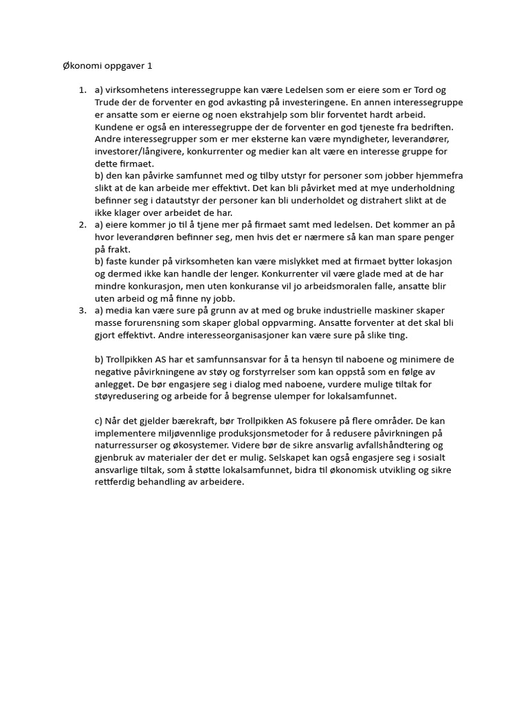 Økonomi Oppgaver 1 | PDF