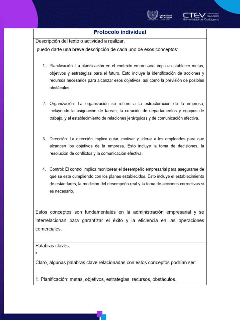 Protocolo Individual | PDF | Planificación | Toma de decisiones