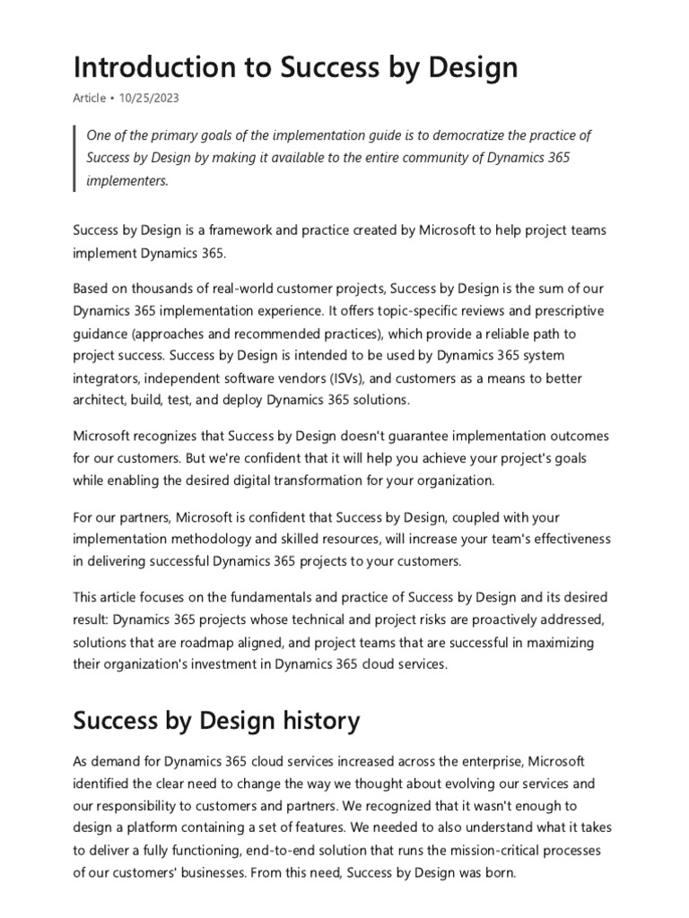 Introduction To Success by Design | PDF | Cloud Computing | Risk