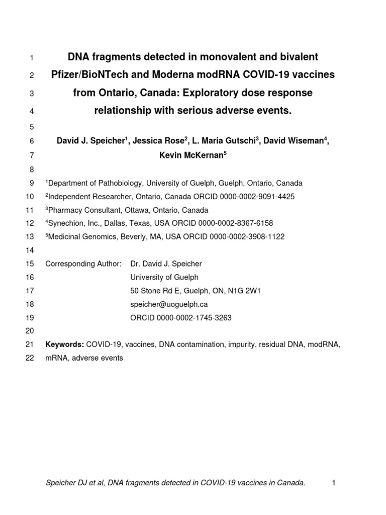 Evaluation of The DNA Content in mRNA Vaccine Vials With Quantitative PCR - FINAL - 20231019 ...