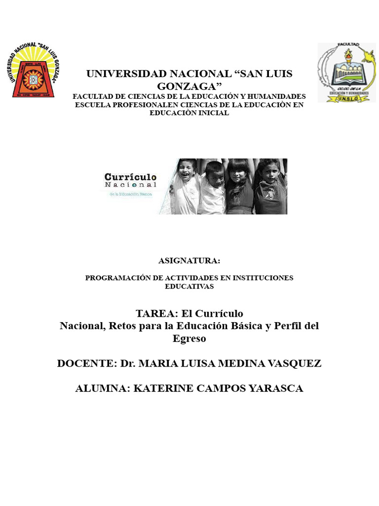 Tarea Programacion | PDF | Plan de estudios | Educación primaria